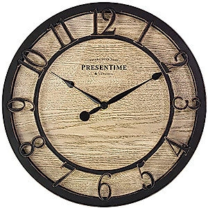 PresenTime & Co 10" Farmhouse Series Wall Clock, Cottage Style, Vintage Design, Oil Rubbed Bronze