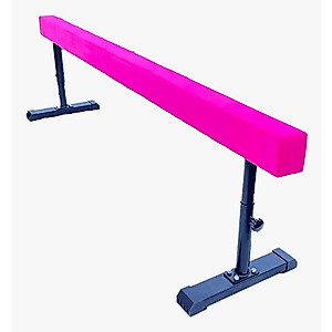 XDance Gymnastics Bar Kip Bar for Kids 3 in 1 Set with Adjustable Balance Tube, 6'x4' Tumble Mat, Expandable Height 3 to 5 FT Horizontal Bar Junior Gymnast Gymnastic Bar Asymmetric Bar Pink