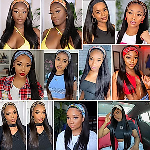 G&T Headband Wig for Women Black Straight Synthetic Headband Wig Glueless Heat Resistant Natutal Looking for Daily Party Use 24 Inch