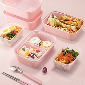 Glotoch Pink Meal Prep Containers Reusable,38OZ 1or2 Compartment To Go Containers, Double Use as Divided Plastic Food Prep Containers with Lids for Lunch, Microwave&Freezer Safe, BPA-Free,30 Packs