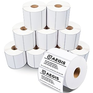 Aegis Adhesives - 3” X 1.5” Direct Thermal Labels for Shipping & Postage, Perforated & Compatible with Rollo, Zebra, & Other Desktop Label Printers (10 Rolls, 900/Roll)