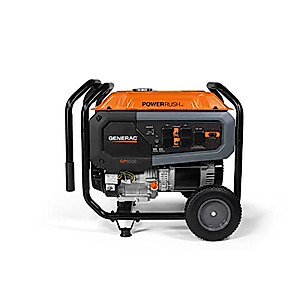 Generac 7681 GP6500 6,500-Watt Gas-Powered Portable Generator - PowerRush Technology for Increased Starting Capacity - Reliable and Durable - Easy Transport and Maintenance - Includes Cord