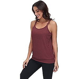 Fanfly 2 Pack Workout Tank Tops for Women Loose Fit Athletic Yoga Tops Spaghetti Strap Sports Running Gym Shirts