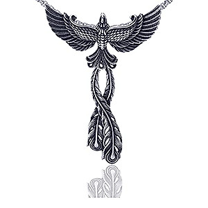 Xusamss Punk Titanium Steel Huge Phoenix Pendant Animal Necklace