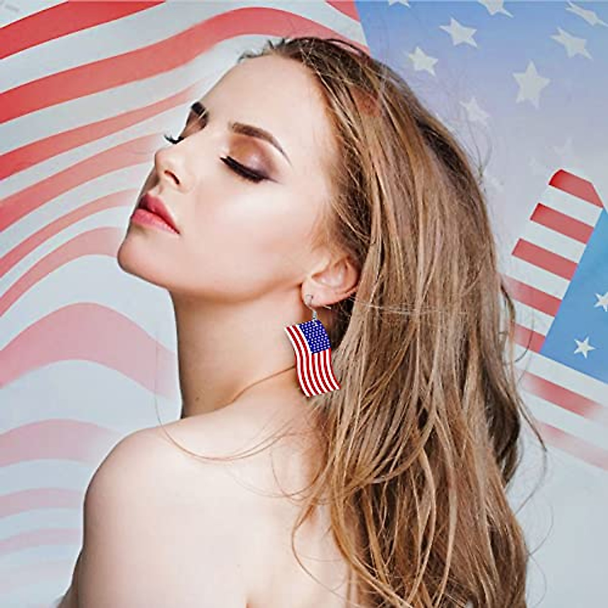 MOROYA 25 Pairs 4th of July Independence Day Leather Earings for Women Lightweight Star Gnome Smile Hat Patriotic Teardrop Dangle Earrings American Flag Earrings Set July 4th Decoration