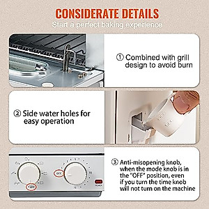 VEVOR 5-IN-1 Steam Oven Toaster, 12L Convection Oven, 1300W Steam Toaster Oven Countertop Combo with Grill, Pizza Pan, Gloves, 2 Slices Toast, 6-inch Pizza, Home and Commercial Use