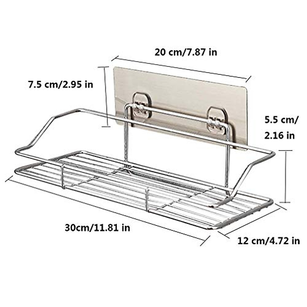 zhbotaolang Stainless Steel Shower Organiser Basket - Strong Suction Rust Proof Kitchen Bathroom Accessories M