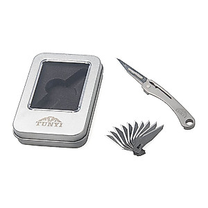 TUNYI Titanium Alloy Daily Mini Pocket Folding Utility Knife with 10 Replaceable Quick Change Blades, Ultra Compact and Lightweight