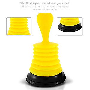 Meadow Lane Small 7" Sink Plunger - Mini Clog Remover for Kitchen & Bathroom Sink Drains - Hand Ergonomic, Space-Saving & Powerful Suction - Universal Fit for Home or Commercial Use, Yellow