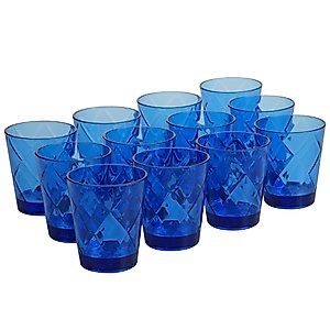 Certified International Cobalt Blue 15 oz Acrylic Double Old Fashion Drinkware (Set of 12), Cobalt Blue