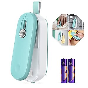 Mini Bag Sealer, Portable Heat Vacuum Sealer, 2 in 1 Heat Sealer and Cutter with Lanyard, Handheld Bag Resealer Machine for Plastic Bags Food Snack Storage (Batteries Included)