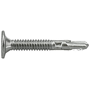 Power Pro Premium Self-Drilling Metal Screws, Epoxy Coated Steel, Wafer Head Wood to Metal Winged Point Screws, Silver, #10 x 1-7/16 inches, Box of 68 Screws