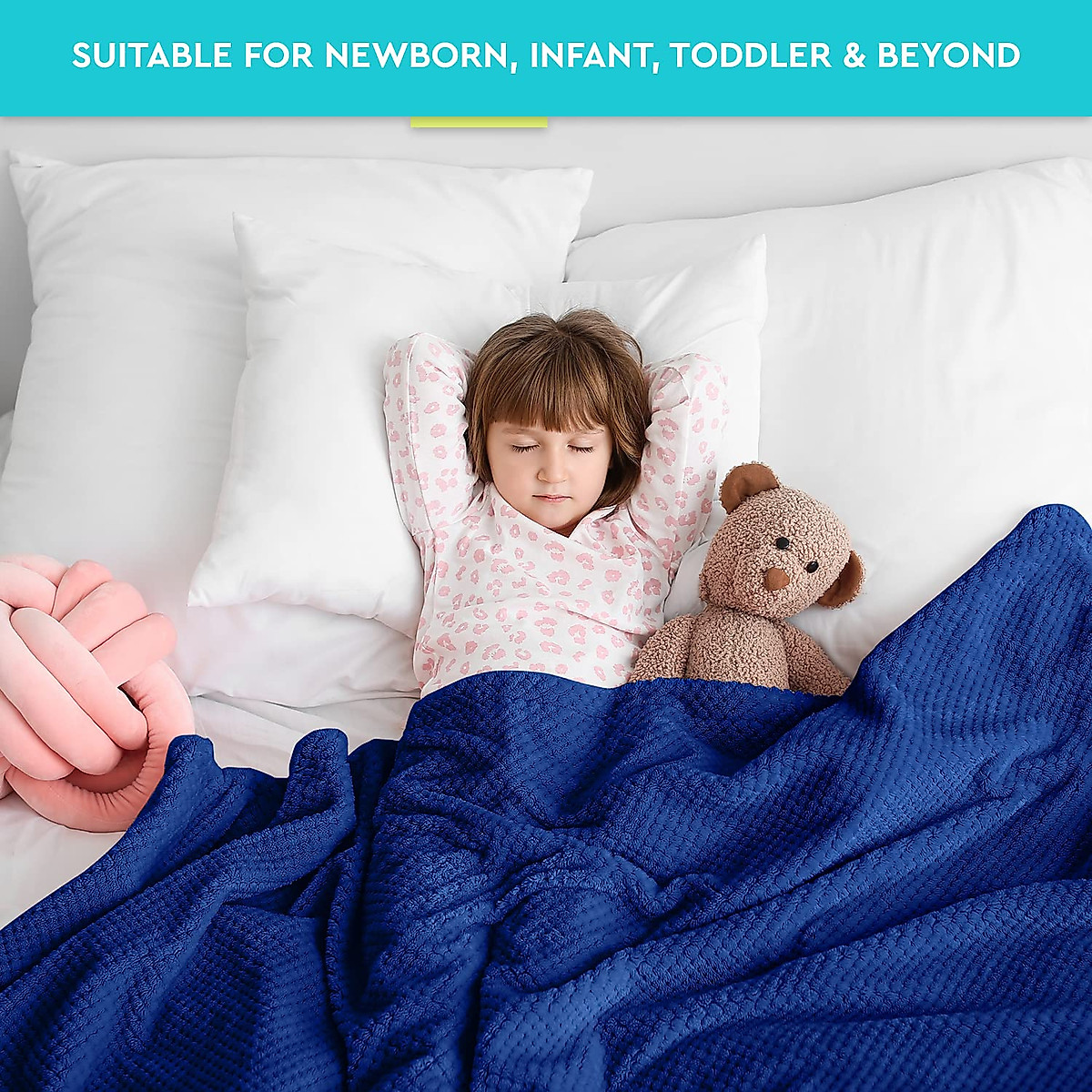 Baby Blanket for Girls and Boys - 30”x40” Navy Blue - Toddler Blankets - Kids Throw - Newborn Blankets - Soft Lightweight Fleece for Bed, Crib, Stroller