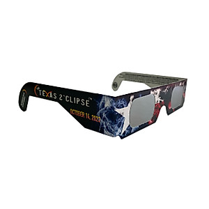 Solar Eclipse Viewing Glasses, Made in the USA, ISO-CE Certified 2 Pack THE TEXAS 2'CLIPSE