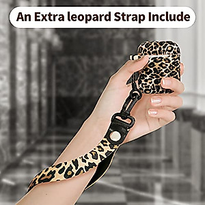MOLOVA Case for Airpods 1&2 Case,Leopard Airpod Case with Strap Compatible with AirPods 2/1,Full Protect Silicone Skin Cover with Fur Ball Keychain for Women Girls Teen