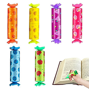 Candy Shape Highlighter, 6pcs Cute Candy Highlighters, Enhanced Notetaking Marker Pen, Size Light Weight Candy Highlighter Pens with Delightful Fruit Patterns For Kids Drawing and Greeting Card