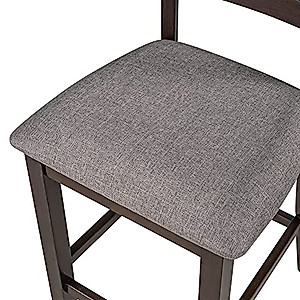 Merax 5-Piece Counter Height Dining Table Set for 4, Farmhouse Kitchen Table Set Dinette Set Included 2-Tier Storage Shelves and 4 Padded Chairs