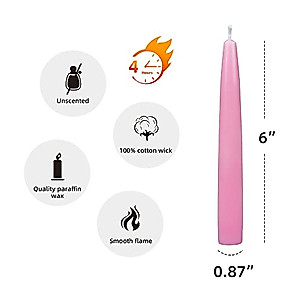 Zest Candle 12-Piece Taper Candles, 6-Inch, Pink