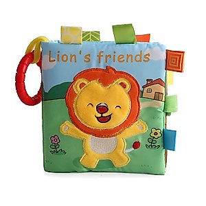 MUBEN Baby Activity Book with Attachable Link for On-The-Go Travel, Soft Crinkle Cloth Book Rattle Toy for Infants Educational Learning Toys for Babies Newborn to One Year
