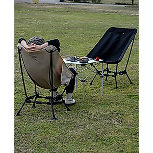 iClimb Two-Heights Light Compact Comfortable Camping Folding Beach Chair with Anti-Sinking Large Feet and Carry Bag (Beige)
