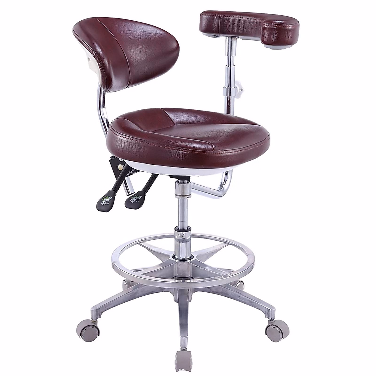 GUNEL Deluxe Leather Dental Chair with Adjustable Armrests Medical Doctor's Chair Lift Swivel Chair Physician Nurse Assistant Chair for Hospital Clinic Lab Office