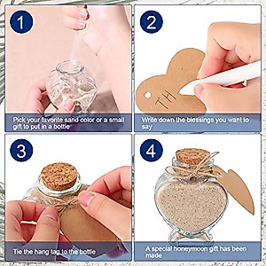 141 Pcs Heart Shaped Small Glass Jars with Cork Lids, Label Tags and String Honeymoon Glass Favor Jars Small Heart Glass Wish Bottles Keepsake Couple Wedding Gifts Valentines Day Party Decoration DIY
