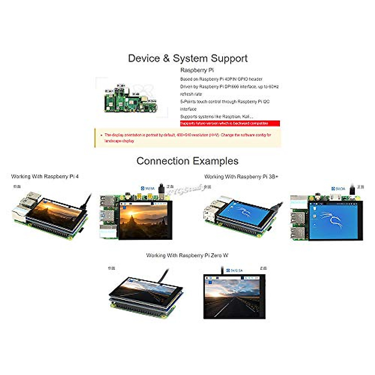 XYGStudy for Raspberry Pi 2.8inch IPS Capacitive Touch Screen DPI LCD Resolution 480×640 Display I2C Interface Compatible with Raspberry Pi 4B/3B+/3B/2B/Zero/Zero W WH