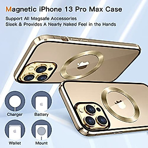 [CD Loop+Safety Lock] Magnetic Case for iPhone 13 Pro Max,[Privacy Screen with Camera Protector][Electroplating Metal Bumper] Double Sided 9H Glass Compatible with MagSafe Case for iPhone 13 Pro Max