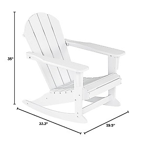 WO Home Furniture Patio Rocking Chair Classic Outdoor HDPE UV Weather Resistant (White)