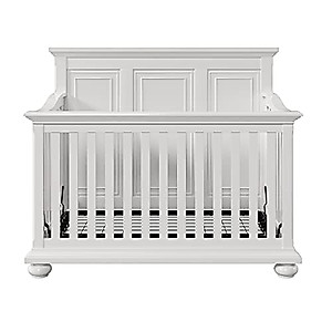 Pvillez Farmhouse Style 4-in-1 Convertible Crib, Full Size Convertible Crib, Converts from Baby Crib to Toddler Bed, Daybed and Full-Size Bed, 3 Mattress Height Settings (White)