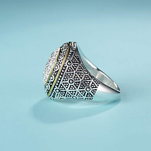 UNY Ring Twisted Cable Wire Designer Inspired Fashion Brand David Vintage RoundPave CZ Antique Women Jewelry Gift (White, 9)