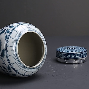 G’z Ceramic Storage jar Kitchen Sealed Lids Ceramics Traditional Tea Canisters Elegant Pattern Tea Caddy Food Jars Tea Tins for Kitchen Spices, Tea, Coffee, Condiments (Size : Small)