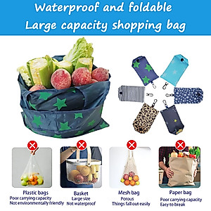 DXMWWTP Foldable Reusable Shopping Bags,Tote Bags, 6 Pack Grocery Bags with Hook, Eco-friendly Travel Recycle Shopping Bags in Pocket, Waterproof and Machine Washable for Daily Shopping Supplies load