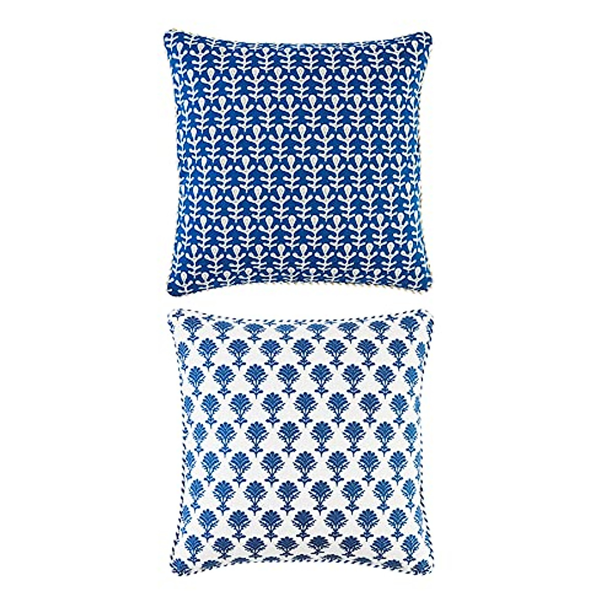 Mud Pie Blue Indigo Pillow, 20" x 20", Flower