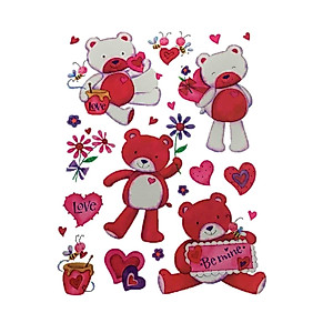 Celebrate It Valentine or Spring Window Cling ~ Love Bears (17 Clings, 1 Sheet)