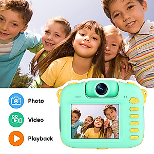 1080P Kids Camera, Underwater kids Waterproof Camera Kids Digital Camera Gifts for Boys Girls Age 3-13 HD Mini Children Camcorder 2.4 Inch IPS Screen with 32GB Card and Soft Silicone Case