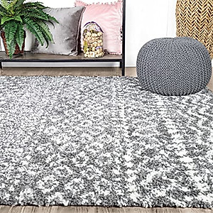 SUPERIOR Indoor Shag Area Rug Perfect for Bedroom, Kitchen, Laundry Room, Entryway, Office, Playroom, Plush Fuzzy Carpet Cover, Contemporary Modern Boho Geometric, 8' x 10', Cream-Black