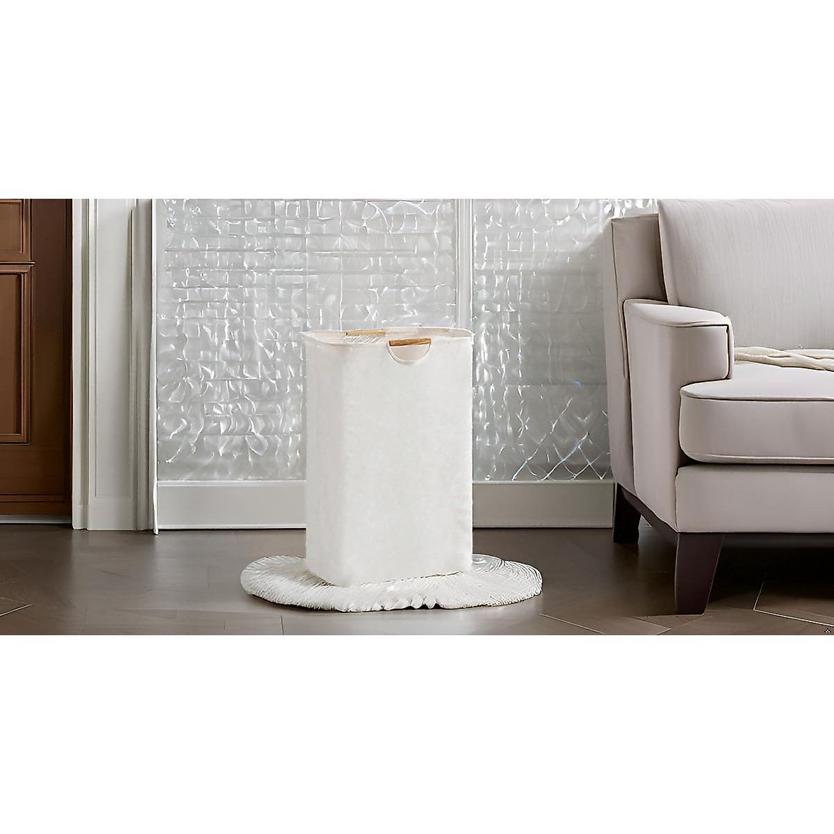 YHZHEN 72L Laundry Basket, Collapsible Laundry Hamper with Handle, Large Laundry Basket Hamper for Clothes, Travel,Towels＆Toys in the Family and Dorm, White