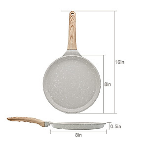 Bobikuke 8 inch Crepe Pan, Nonstick Pan for Crepes Omelette Tortillas, Dosa Tawa Tortilla Pan, Griddle Pancake Pan for Roti Indian, Induction Compatible