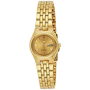 Seiko Women's SYMA04 5 Automatic Gold Dial Gold-Tone Stainless Steel Watch