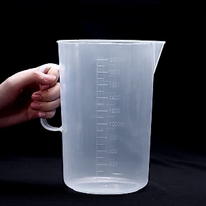 Othmro Measuring Cup 2000ml PP Plastic Graduated Beaker Transparent for Lab Kitchen Liquids 1pcs