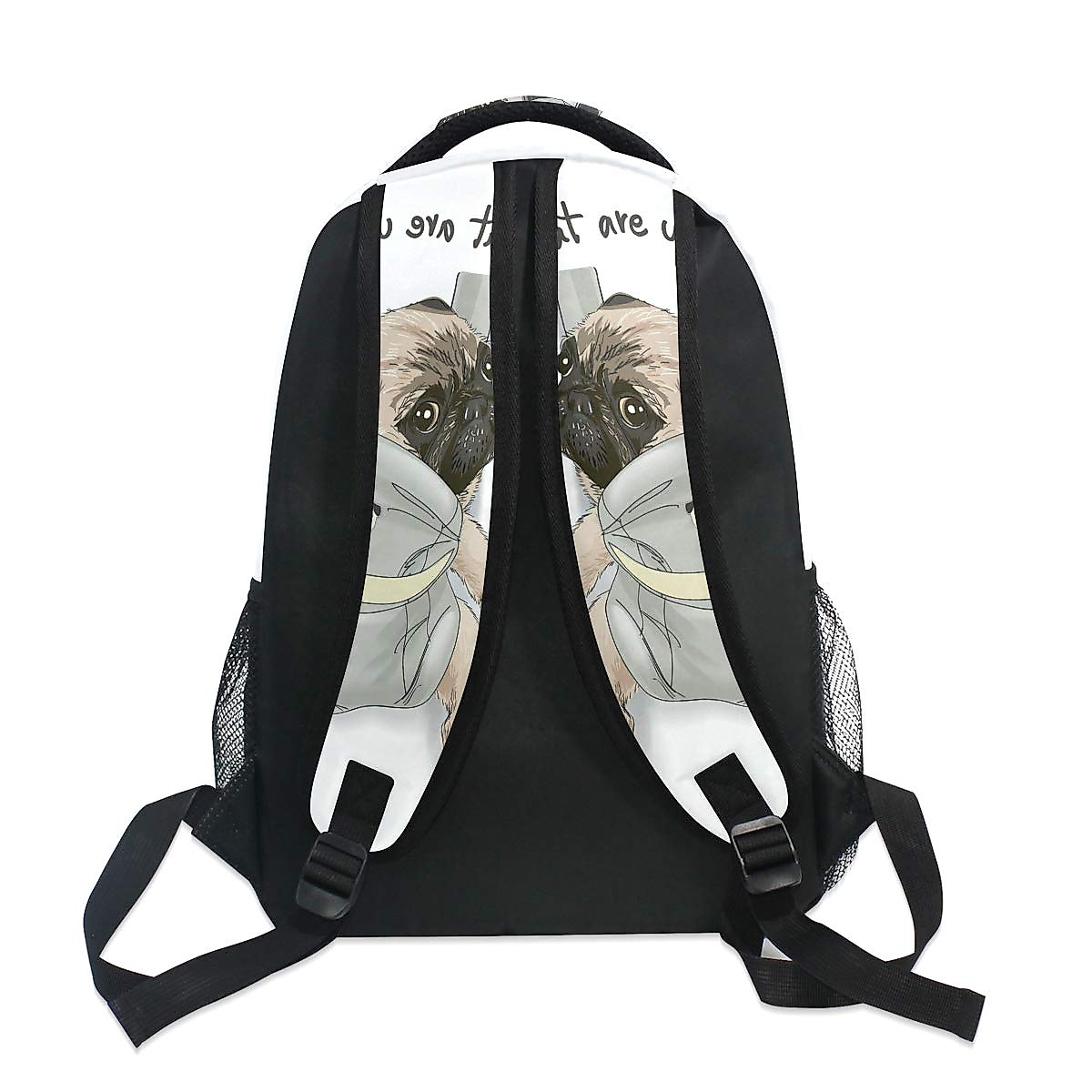 ALAZA Pug Dog Print Puppy Funny Quote Large Backpack for Kids Boys Girls Student Personalized Laptop iPad Tablet Travel School Bag with Multiple Pockets