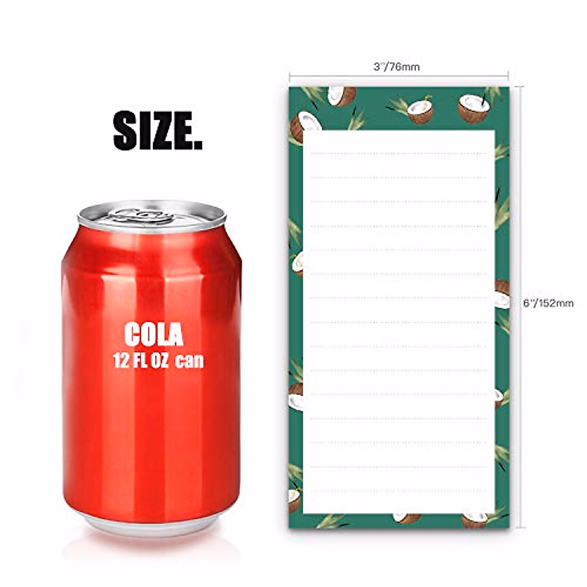5 Pack Magnetic Notepads for Fridge with Pen Holder, Full Magnet Back Notepad, to Do List, Grocery Shopping, Summer Theme, 6" x 3", 50 Sheets, Magnet Memo Pad for Fridge, Locker, File Cabinet, etc