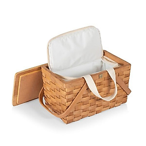 PICNIC TIME Disney Winnie the Pooh Poppy Personal Picnic Basket, Insulated Lunch Bag, Retro Lunch Box, (Beige)