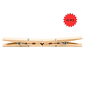 25pcs Clothes Pins Wooden | Clothespins 3-inch | Heavy Duty Wood Clips | Wooden Clothes Pins | Clothes Pins Wooden | Wood Clothespin | Clothes Pegs | Clothespins