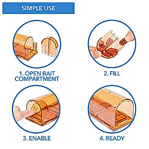 PATTLER® - 2 PCS Humane Mouse Trap for Indoor and Outdoor Home - Mechanical Reusable Rat Trap That Still Alive for Catch and Release, Garden, Garage, Attic, Inn, Hotel Use