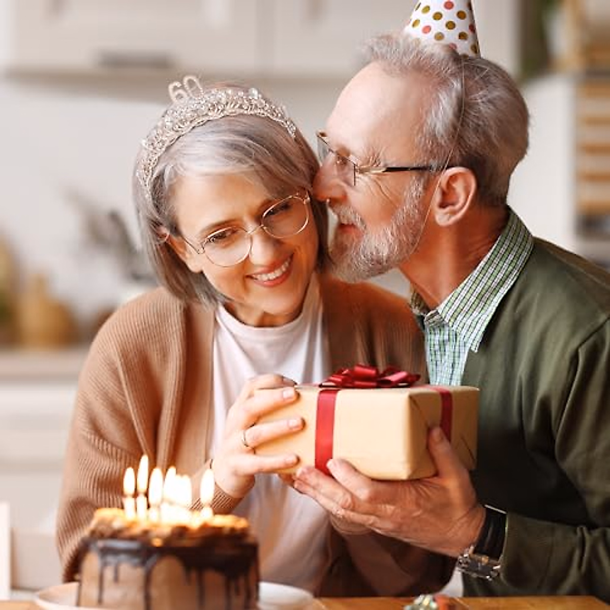 SWEETV 60th Birthday Crown Tiara Sash for Women Rose Gold Birthday Queen Sash and Tiara Crown Set Rhinestone Princess Headband for Birth Day Party Photograph