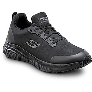 Skechers Work Arch Fit Jake, Men's, Black, Slip On Athletic Style, MaxTrax Slip Resistant, Soft Toe Work Shoe (9.0 M)