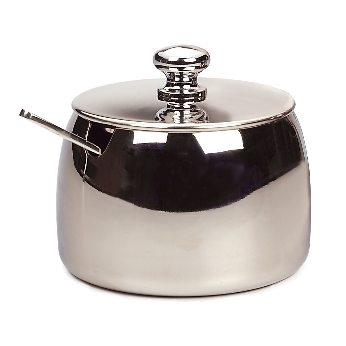 RSVP International Stainless Steel Sugar Bowl Container with Lid and 4.5" Spoon, 8 oz Capacity