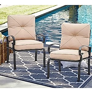 Oakmont 2 Piece Outdoor Furniture Patio Bistro Chairs Metal Dining Furniture Set, All-Weather Garden Seating Chair (Brown)